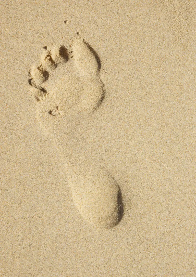 Two images of footprints in the sand